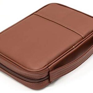 Man of God Two-Tone Brown Cross Faux Leather Men's Bible Cover Case, Large