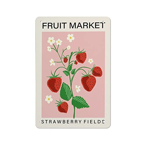 Loyience Fruit Market tin Sign, Strawberry Fruit Print, Kitchen Art Print, Food Art,Pink Home Decor, Dining Room,Retro Signs Home Decoration Gifts for Mom,Dad and Friends Metal Tin Sign 5.5X8 Inch