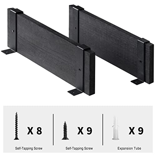 LAVIEVERT Floating Shelves Wall Mounted Set of 2, Rustic Wood Wall Storage Shelves for Bedroom, Living Room, Bathroom, Kitchen, Office - Black