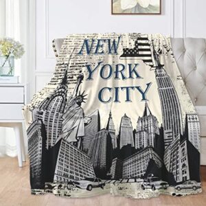 bhaisajyaguru new york city throw blanket retro new york theme decorative soft warm cozy flannel plush fleece blankets for bedding sofa couch outdoor traveling camping 40″x30″ for pets