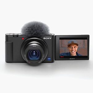 sony zv-1 digital camera for content creators, vlogging and youtube with flip screen, built-in microphone, 4k hdr video, touchscreen display, live video streaming, webcam