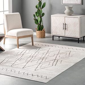 nuloom miriam machine washable geometric diamond area rug, 8′ x 10′, beige