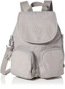 kipling women’s firefly up, grey gris, 8.75”l x 12.25”h x 5.5”d