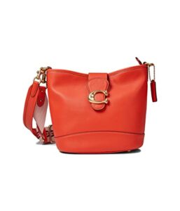 coach soft calf leather tali bucket red/orange one size