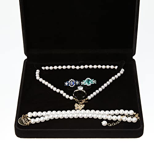 LETURE Velvet Jewelry Set Box, Velvet Gift Box for Bracelet Necklace Earring Ring (Black)