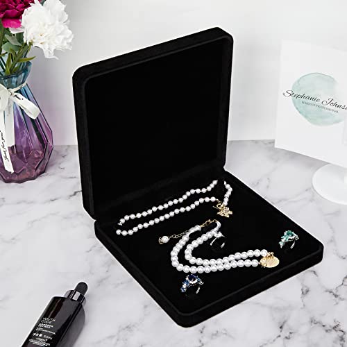 LETURE Velvet Jewelry Set Box, Velvet Gift Box for Bracelet Necklace Earring Ring (Black)