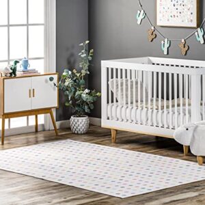 nuloom larissa machine washable kids polka dot area rug, 4′ x 6′, ivory