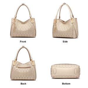 Gold Handbags for Women Cow Leather Top-handle Purse Ladies Pocketbooks Shoulder Bags Work Tote Bags