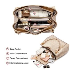 Gold Handbags for Women Cow Leather Top-handle Purse Ladies Pocketbooks Shoulder Bags Work Tote Bags