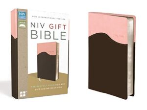 niv, gift bible, leathersoft, pink/brown, red letter edition