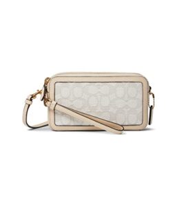 coach signature jacquard kira crossbody chalk/ivory one size