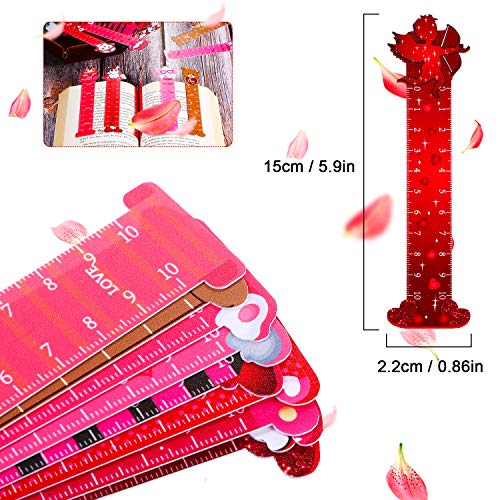 50 Valentine’s Day Bookmark Ruler for Happy Valentine Day Teacher Prizes Classroom Students 10 Styles Holiday Giveaway Goodie Gift, Classroom Rewards, Heart Valentine Party Favor