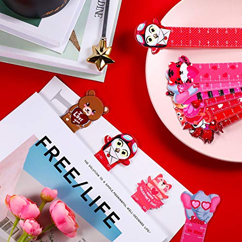 50 Valentine’s Day Bookmark Ruler for Happy Valentine Day Teacher Prizes Classroom Students 10 Styles Holiday Giveaway Goodie Gift, Classroom Rewards, Heart Valentine Party Favor