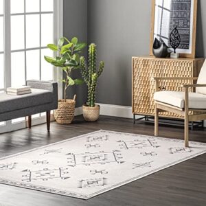 nuloom evalyn machine washable southwestern motif area rug, 6′ x 9′, cream