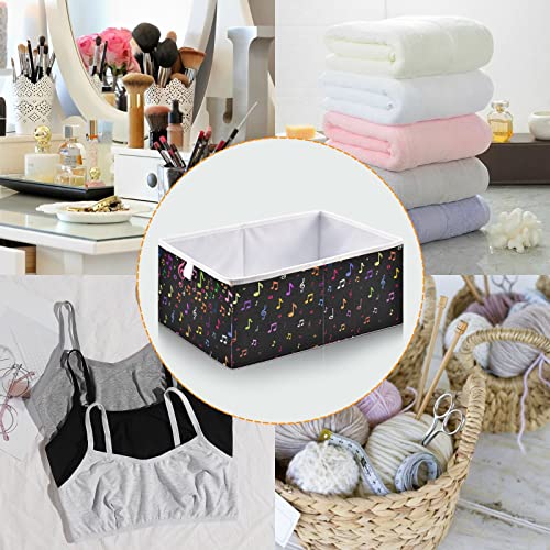 DOMIKING Music Notes Storage Bins for Closet Shelves Bedroom Foldable Fabric Storage Boxes with Sturdy Handle Large Baskets Organization Cubes 11 Inch