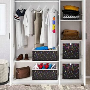 DOMIKING Music Notes Storage Bins for Closet Shelves Bedroom Foldable Fabric Storage Boxes with Sturdy Handle Large Baskets Organization Cubes 11 Inch