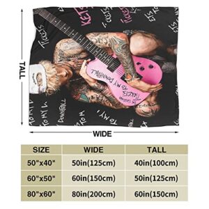 Pop Singer MGK Fuzzy Soft Blanket,Soft Throw Blankets, Breathable Lightweight Blanket Flannel Travel Personalized Blankets for Couch Bed Sofa