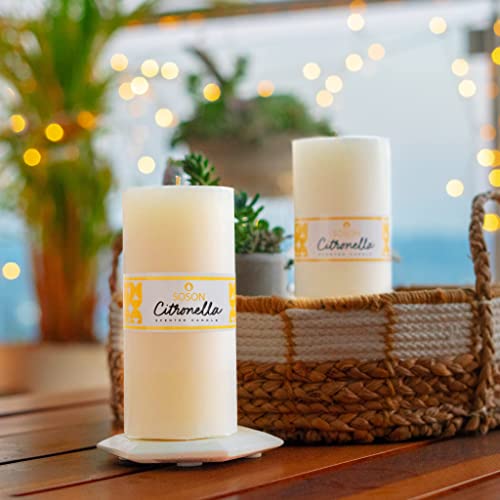 Simply Soson Citronella Scented Candles | 3x6 Pillars | Set of 3 | +40 Hours Burning Time | Outdoor Use