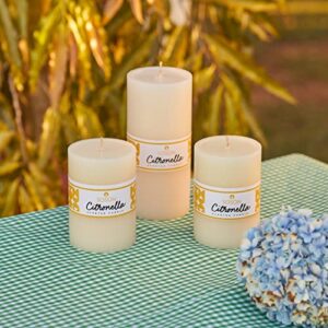 Simply Soson Citronella Scented Candles | 3x6 Pillars | Set of 3 | +40 Hours Burning Time | Outdoor Use