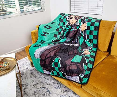 Demon Slayer Tanjiro Kamado Fleece Throw Blanket | 45 x 60 Inches