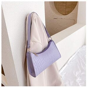 Amazingeverything Bag Purse Shoulder Bag Retro Classic Clutch Croc Tote Bag Shoulder HandBags, Crocodile Purses (Lavender)