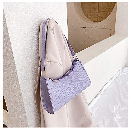 Amazingeverything Bag Purse Shoulder Bag Retro Classic Clutch Croc Tote Bag Shoulder HandBags, Crocodile Purses (Lavender)