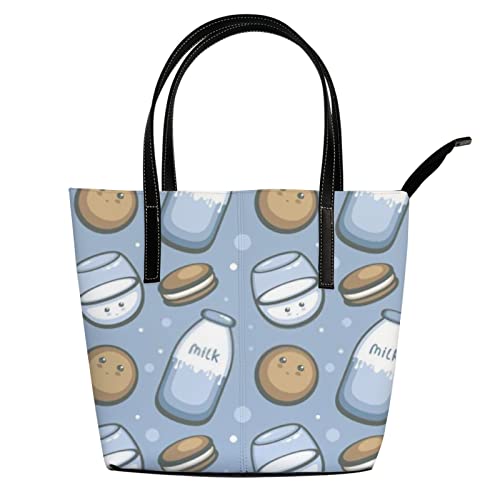 Fashionable women's handbag tote bag, Milk and Cookie 1printed shoulder bag is light and durable