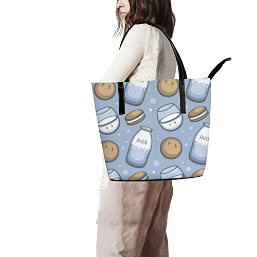 Fashionable women's handbag tote bag, Milk and Cookie 1printed shoulder bag is light and durable