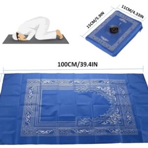 Hitopin 2 Pieces Travel Prayer Mat, 60cm*100cm Portable Prayer Mat, Waterproof Prayer Mat, Prayer Rug, Muslim Travel Prayer Mat, for Ramadan Gifts, Islamic Muslim Prayer (Black, Blue)