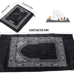 Hitopin 2 Pieces Travel Prayer Mat, 60cm*100cm Portable Prayer Mat, Waterproof Prayer Mat, Prayer Rug, Muslim Travel Prayer Mat, for Ramadan Gifts, Islamic Muslim Prayer (Black, Blue)