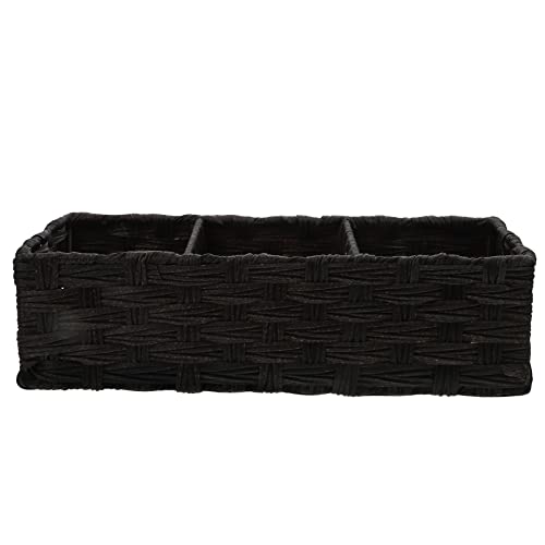 Cabilock Small Basket Rattan Caddy Organizer Rectangular Wicker Basket Seagrass Woven Storage Basket Water Hyacinth Storage Bins for Home Office Bedroom Storage Basket Wicker Cube