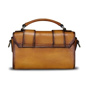 Genuine Leather Satchel for Women Vintage Purse Handmade Handbag Retro Crossbody Bag Purse (Brown)