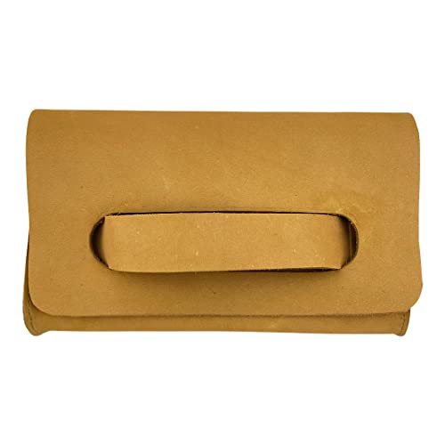 Weatherproof Leather, Clutch Bag Handmade from Suede Leather - Old Tobacco