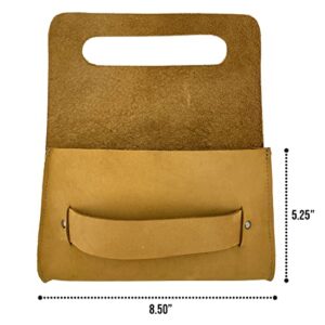 Weatherproof Leather, Clutch Bag Handmade from Suede Leather - Old Tobacco