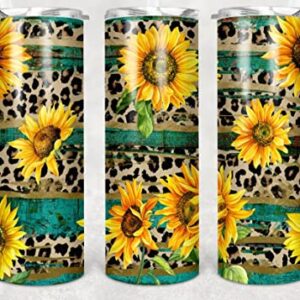 Sunflower Rustic Wood Tumbler Sublimation Transfer, Ready to Press, 20 oz Straight Tumbler, Sunflowers Transfer for Tumbler, Rustic Transfer (Straight)