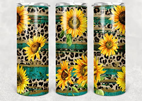 Sunflower Rustic Wood Tumbler Sublimation Transfer, Ready to Press, 20 oz Straight Tumbler, Sunflowers Transfer for Tumbler, Rustic Transfer (Straight)