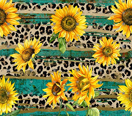 Sunflower Rustic Wood Tumbler Sublimation Transfer, Ready to Press, 20 oz Straight Tumbler, Sunflowers Transfer for Tumbler, Rustic Transfer (Straight)