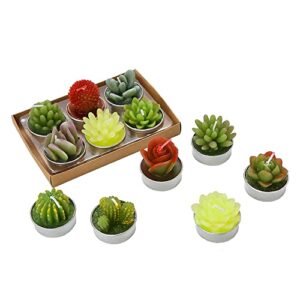 LJQizn 12pcs Cactus Tealight Candles Handmade Delicate Succulent Cactus Candles Tea Lights Perfect for Birthday Party Wedding Spa Home Decor Gifts (12pcs Cactus Candles)