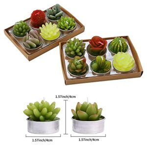 LJQizn 12pcs Cactus Tealight Candles Handmade Delicate Succulent Cactus Candles Tea Lights Perfect for Birthday Party Wedding Spa Home Decor Gifts (12pcs Cactus Candles)