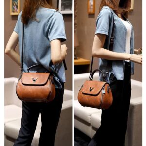 Top-Handle Bags Leather Crossbody Shoulder Bag Handbags for Women Saddle Bag Brown