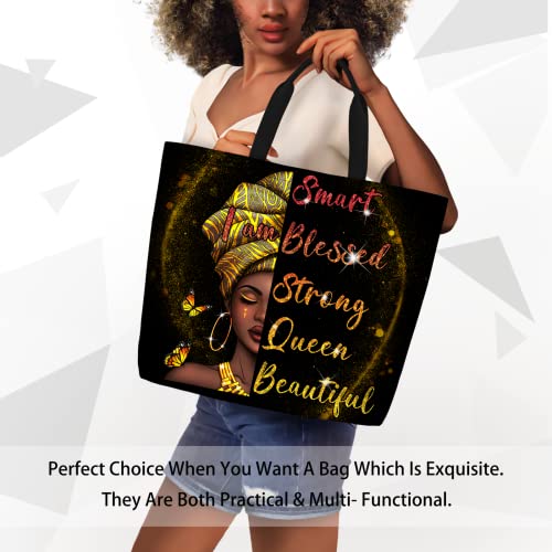 African American Tote Bag for Black Women Black Girl Shoulder Handbags Large Satchel Bags For Beach Work School Travel