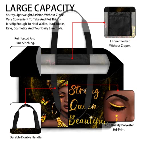 African American Tote Bag for Black Women Black Girl Shoulder Handbags Large Satchel Bags For Beach Work School Travel