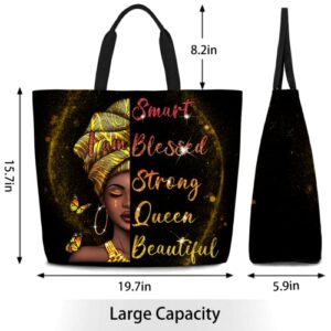 African American Tote Bag for Black Women Black Girl Shoulder Handbags Large Satchel Bags For Beach Work School Travel