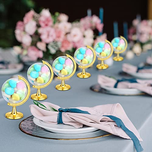 40 Pack Mini Gold Globe Clear Candy Boxes Earth Shaped Party Favor Containers Candy Plastic Gift Box Fillable Ornaments Crafts Decorations Small Candy Packing Box for Wedding Birthday Earth Day