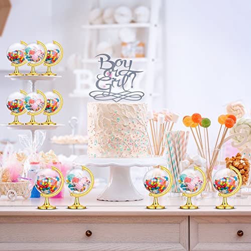 40 Pack Mini Gold Globe Clear Candy Boxes Earth Shaped Party Favor Containers Candy Plastic Gift Box Fillable Ornaments Crafts Decorations Small Candy Packing Box for Wedding Birthday Earth Day