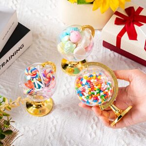 40 Pack Mini Gold Globe Clear Candy Boxes Earth Shaped Party Favor Containers Candy Plastic Gift Box Fillable Ornaments Crafts Decorations Small Candy Packing Box for Wedding Birthday Earth Day