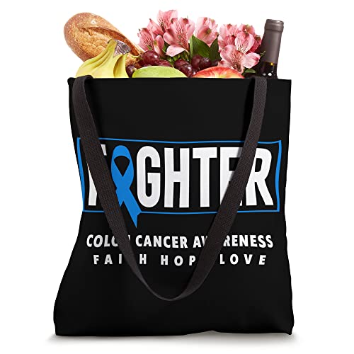 Colon Cancer Fighter - Blue Ribbon Colon Cancer Awareness Tote Bag