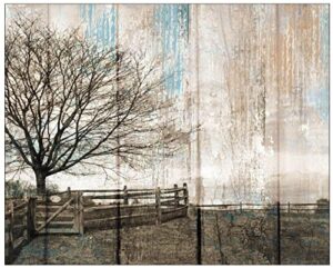 rustic farmhouse wall art country tree winter landscape picture canvas print for bedroom livingroom home decoration modern artwork 16″x20″ frameless