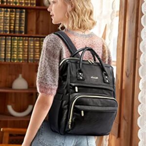 LOVEVOOK Black Backpack Purse for Women Fashion Leather Backpack for Work Travel Shopping Dating with USB Charging Port