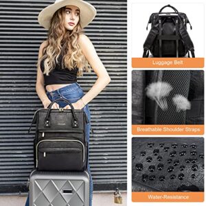 LOVEVOOK Black Backpack Purse for Women Fashion Leather Backpack for Work Travel Shopping Dating with USB Charging Port